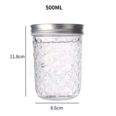 China 500ml Premium Transparent Glass Jar for Dry Food with Carton Packing Free Design Labeling Jar for sale