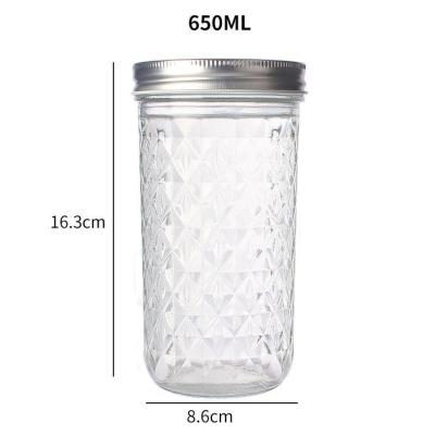 China 650ml Glass Kitchen Canisters Clear Glass Jars for Coffee Bean Cookies Spices Dry Food for sale