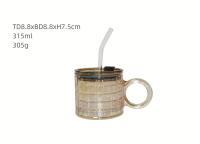 China Eco Friendly Glass Cups Resistant Clear Glass Drinking Cup with Handle for sale