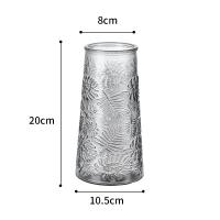 China H20cm Modern Embossed Glass Vase for Flowers Elegant Home Office Decoration for sale