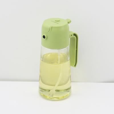 China 470ml 2 In 1 Oil Sprayer Bottles For Cooking Barbecue Transparent Glass Oil Jars Kitchen Less Waste for sale