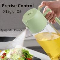 China 470ml 2 In 1 Oil Sprayer Bottles For Cooking Barbecue Transparent Glass Oil Jars Kitchen Less Waste for sale