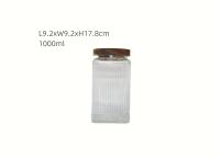 China 1000ml Transparent Ribbed Glass Jars with Custom Logo Design Sample Available Carton Packing for sale
