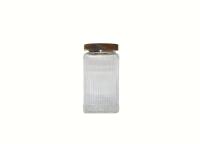 China 1000ml Transparent Ribbed Glass Jars with Custom Logo Design Sample Available Carton Packing for sale