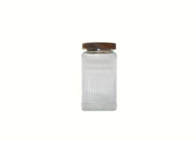 China 1000ml Transparent Ribbed Glass Jars with Custom Logo Design Sample Available Carton Packing for sale