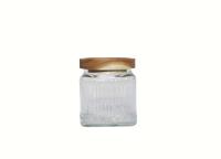 China 500ml Transparent Ribbed Glass Jar with Airtight Lid for Kitchen Storage Free Design for sale