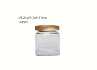 China 500ml Transparent Ribbed Glass Jar with Airtight Lid for Kitchen Storage Free Design for sale