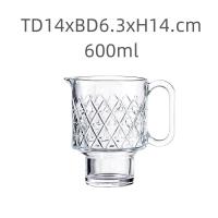 China 600 ML Clear Embossed Designed Glass Cups Bourbon Glasses Non Toxic Stylish Design for sale