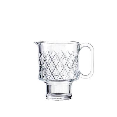 China 600 ML Clear Embossed Designed Glass Cups Bourbon Glasses Non Toxic Stylish Design for sale