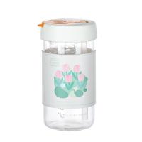China 380 ML  Glass Tumbler with Straw and Lid for Loose Leaf Flower Herbal Tea for sale