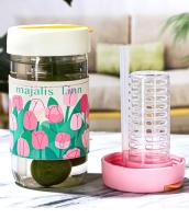 China 380 ML  Glass Tumbler with Straw and Lid for Loose Leaf Flower Herbal Tea for sale