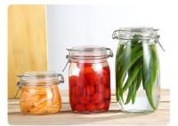 China Clear Glass Jars With Leak Proof Clip Top Lids For Display And Perfect For Storing Coffee Sugar Flour for sale