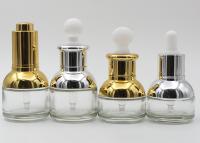 China Transparent Cosmetic Glass Bottles , Cosmetic Spray Bottle Gold Lid for sale