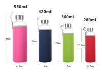 China 16 Oz Fancy Unbreakable Glass Water Bottle With Stainless Steel Cap for sale