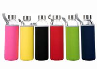 China 16 Oz Fancy Unbreakable Glass Water Bottle With Stainless Steel Cap for sale