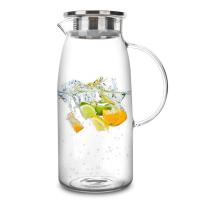 China 50 OZ Clear Glass Water Pitcher 304 Stainless Steel Lid OEM Service for sale