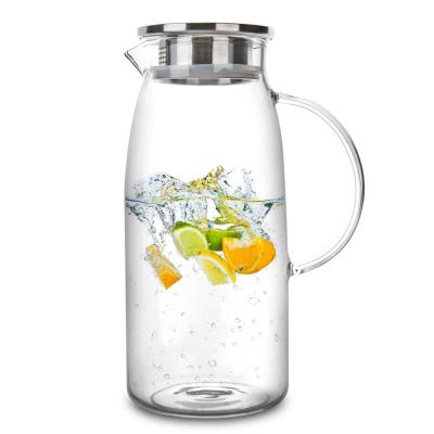 China 50 OZ Clear Glass Water Pitcher 304 Stainless Steel Lid OEM Service for sale