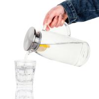 China 50 OZ Clear Glass Water Pitcher 304 Stainless Steel Lid OEM Service for sale
