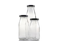 China 200ml 250ml 350ml Glass Juice Bottles , Unique Glass Drinking Bottles for sale