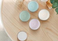 China Colorful Glass Cylinder Candle Holder / Frosted Tealight Holders Wood Lid for sale