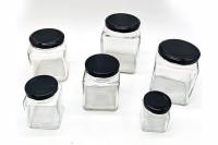 China Fancy Square Glass Honey Jars , Glass Canning Jars SGS Certification for sale