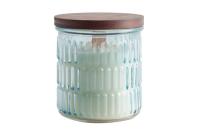 China Vintage Glass Tealight Candle Holders Embossed Feature Wooden Cover for sale