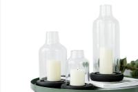 China Tall Glass Candlestick Holders Clear White Simple Design Eco - Friendly for sale