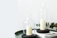 China Tall Glass Candlestick Holders Clear White Simple Design Eco - Friendly for sale