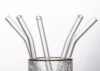 China Clear Curved Glass Drinking Straws / Bent Glass Straws CE Certification for sale