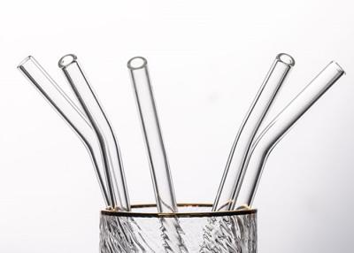 China Clear Curved Glass Drinking Straws / Bent Glass Straws CE Certification for sale