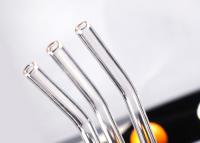 China Clear Curved Glass Drinking Straws / Bent Glass Straws CE Certification for sale