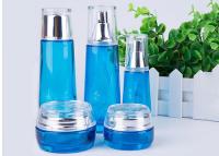 China Blue High Grade Glass Toiletry Bottles 30g 50g 40ml 100ml 120ml for sale