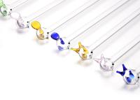 China High Borosilicate Glass Spoon Straws Special Fish Design OEM Service for sale