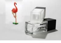China Clear 30ml Square Cosmetic Glass Bottles For Frost Liquid Foundation for sale