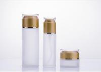 China Round Cosmetic Glass Bottles / Glass Lotion Bottles With Pump for sale