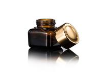 China Frosted Glass Cosmetic Jars Aluminum Lid High - End Square Amber Glass for sale