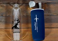 China Transparent Empty Unbreakable Glass Water Bottle 450ml With Round Cap for sale