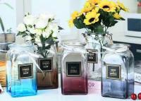 China Elegant Square Decorative Clear Glass Vases Customized Logo Printing for sale