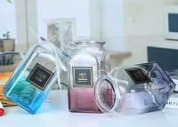 China Elegant Square Decorative Clear Glass Vases Customized Logo Printing for sale