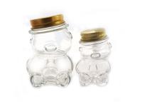 China Cartoon Sealable Glass Jars Bear Shape Aluminum Lid High White Glass for sale