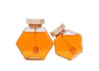 China 8 Oz Hexagon Honey Jars With Screw Tin Lid Customized Logo Printing for sale