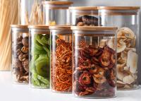 China Cylinder Sealable Glass Bottles With Bamboo Lid High Borosilicate for sale