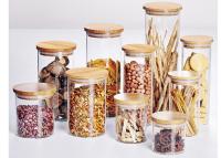 China Cylinder Sealable Glass Bottles With Bamboo Lid High Borosilicate for sale