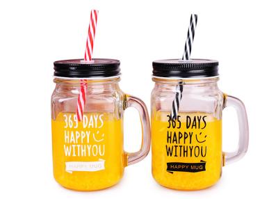 China 480ml Antique Glass Bottles With Straw Handle Transparent Cover for sale