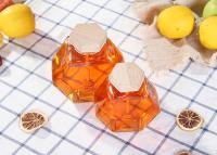 China 220ml 380ml Hexagonal Glass Honey Jars Wooden Lid OEM ODM Service for sale