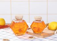 China 220ml 380ml Hexagonal Glass Honey Jars Wooden Lid OEM ODM Service for sale