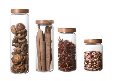 China Decorative Sealable Glass Jars With Wooden Lid 400ml-1600ml Capacity for sale