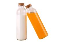 China High White Glass Juice Bottles With Lids / Glass Drink Containers for sale