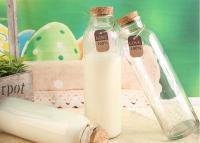 China High White Glass Juice Bottles With Lids / Glass Drink Containers for sale