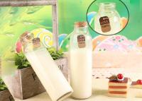 China High White Glass Juice Bottles With Lids / Glass Drink Containers for sale